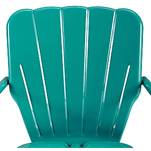Crosley Furniture Ridgeland 5-Piece Outdoor Dining Set for 4, Retro Metal Round Patio Table and Chairs, Turquoise Gloss
