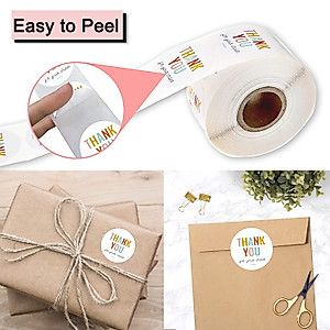 Monring 1000 Pieces 1x1 Inch Round Thank You Stickers for Small Business, Thank You for Your Order Stickers, Sealing Packaging for Small Business, Order, Decoration, Gifts, 2 Rolls with 1000 Labels