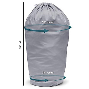 Kanga Care Seam Sealed Drawstring Reusable Diaper Pail Liner Large Barrel Shape 26" height x 51" top x 33" base | Peacock