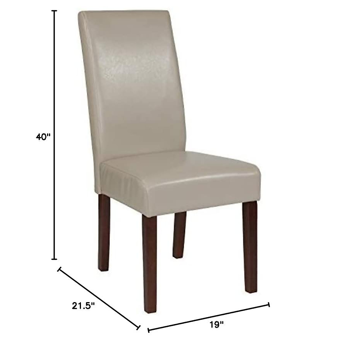 Flash Furniture Set of 2 Greenwich Series Beige LeatherSoft Upholstered Panel Back Mid-Century Parsons Dining Chairs