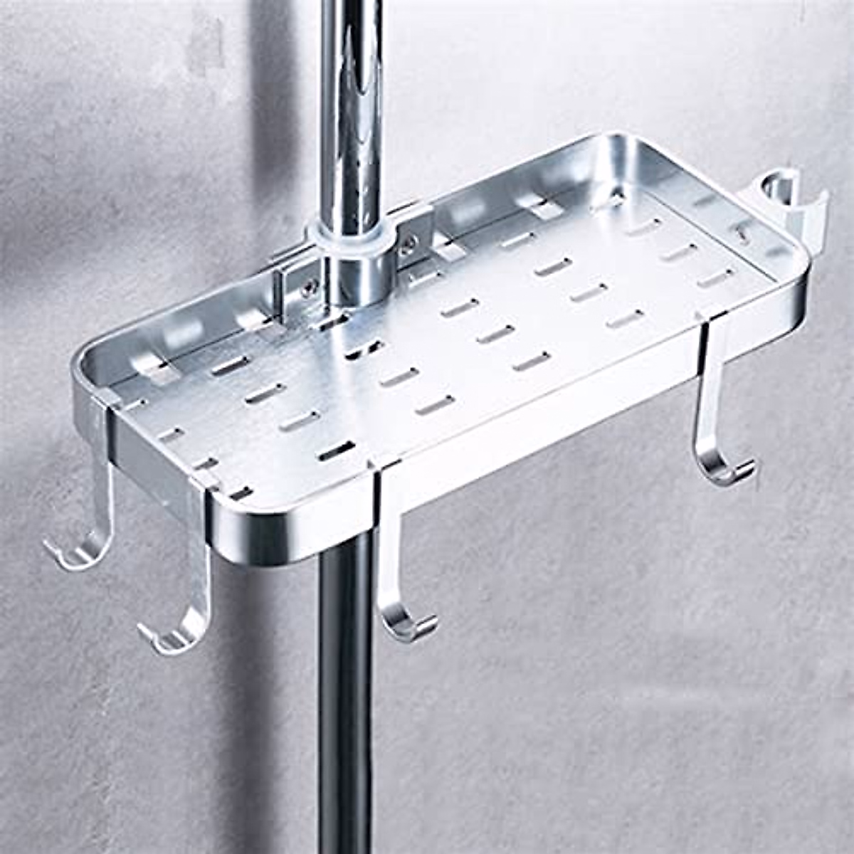 ZSFBIAO Bathroom Shampoo Storage Tray Lifting Rod No Drilling Rectangle Shower Shelf Kitchen Storage Rack Mess Shower Organizer Wall Floating Shelves (Color : A)
