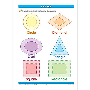 School Zone - Tracing Trails Workbook - 32 Pages, Ages 3 to 5, Preschool, Pre-Writing, Intro to Shapes, Alphabet, Numbers, and More (School Zone Little Hand Helper™ Book Series)