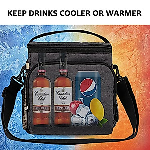 riemot Insulated Cup Holder Universal Organizer With Straps - Fits Roll on Luggages Scooters Strollers Shopping Carts Travel Accessories Cooler Bag Grey 900 ml