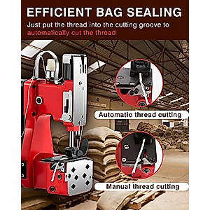 Spolehli Bag Sewing Machine Bag Sealing Machine Bag Closer Bag Closing Machine Bag Stitching Machine Industrial Sewing Machine Bag Sealer Sealing Machine for Sack Woven Kraft Kraft Paper Bag Sealing 110v US plug with CE (Red)