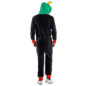 Tipsy Elves Men's Christmas Game Cozy Jumpsuit - Cozy Christmas Tree Onesie w/Velcro Balls : XL