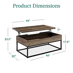 Best Choice Products 44in Lift Top Coffee Table, Large Adjustable Elevated Tabletop Furniture for Living Room, Office, Bonus Room w/Tray Edge Surface, Wood-Grain Finish, Hidden Storage - Gray Oak