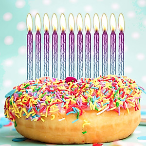 iNINGER 21th Birthday Candles Purple to Blue Gradient Candle with 12 Pcs Gradient Spiral Candle for 21th Birthday Candles Decorations for Women Number 21 Candles Wedding Anniversary Decorations