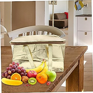 COLLBATH Insulation Insulated Cooler Reusable Food Transport Cooler Insulated Food Insulated Shopping Tote Golden Pearl Cotton Composite Aluminum Insulation Layer