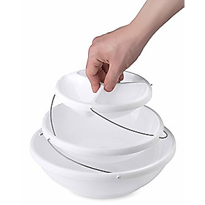 Collapsible Bowl, 3 Tier - The Decorative Plastic Bowls Twist Down and Fold Inside for Minimal Storage Space. Perfect for Serving Snacks, Salad and Fruit. The Top Bowl is Divided into Three Sections.