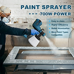 ELPIDIO Paint Sprayer, 700W HVLP Electric Spray Paint Gun, with Cleaning & Blowing Joints 4 Copper Nozzles and 3 Patterns Paint Sprayers for Home Furniture, Walls, Cabinets, Fence, Door etc. EP62.