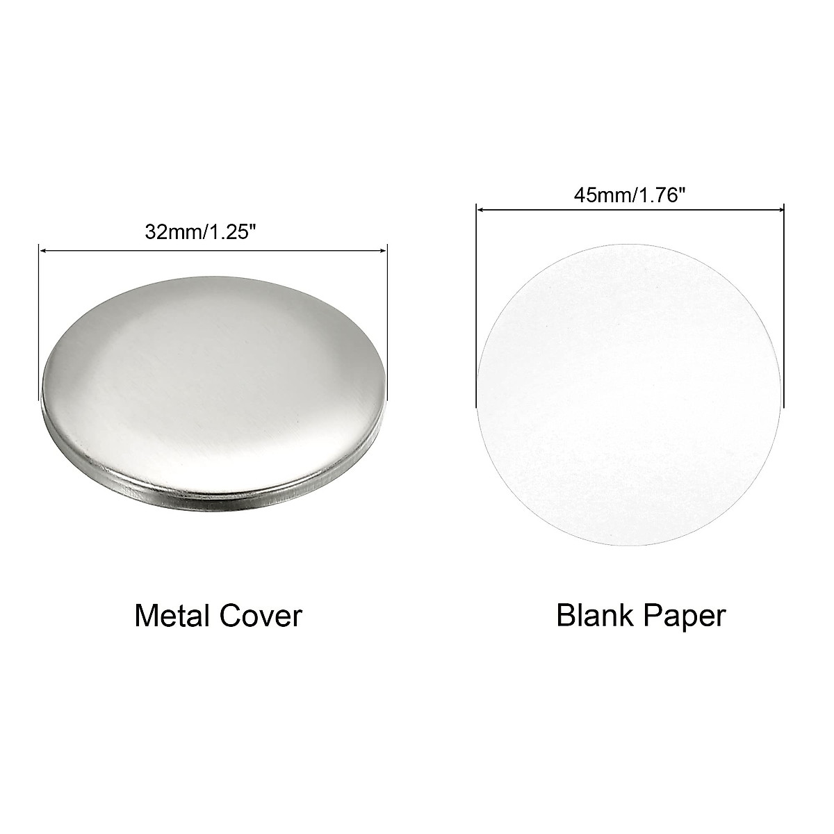 PATIKIL 1.25inch Button Parts, Blank Button Making Supplies,25Pcs Round Badge Parts DIY Pin Maker Kit for Button Maker Machine with Metal Cover Plastic Base, Film and Blank Paper