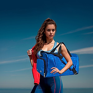 NGIL Glitter Cheers Sports Gym Duffel with Shoe Compartment and Small Carry On Travel Tote for Women, Cheer Bag (Royal)