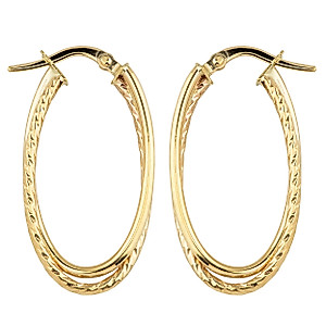 Kooljewelry 14k Yellow Gold Overlapping Double Oval Hoop Earrings