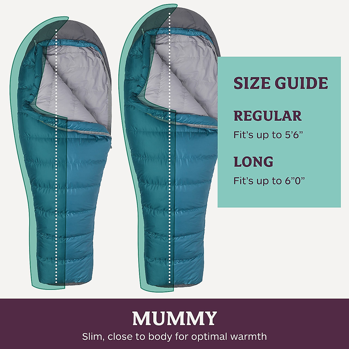 Marmot Women’s Lozen Long Mummy Sleeping Bag | Down-Filled, Lightweight, 30-Degree Rating, Late Night/Steel Onyx, Regular