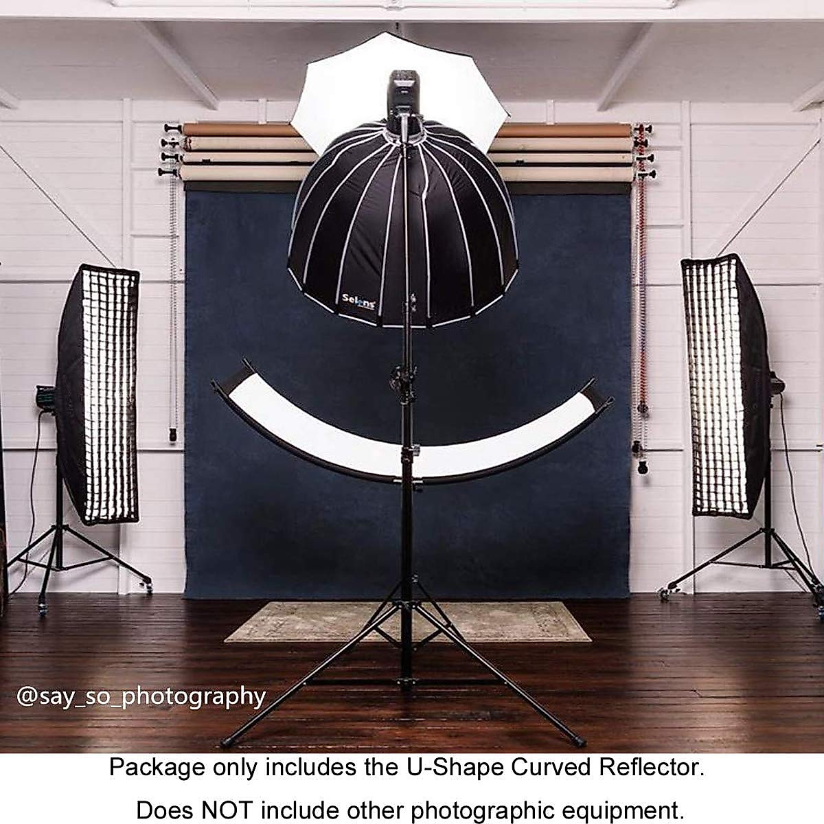 RangerRider Curved Reflector Clamshell Light Reflector/Diffuser, 24x70 inches Photography Lighting Reflector for Photo Video Studio Shooting with Black/Silver/White/Gold Reflectors,Carry Bag