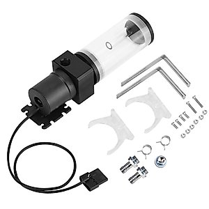 19W 12v CPU Water Cooling Pumpe Reservoir DIY Combo, 800L/H , G 1/4" Thread Port, PC Cpu Water Cooling System Heat Exchanger Tool, Transparent Acrylic Material, Easy Install(110mm)