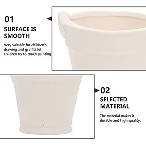 WIAMEE 1 Set DIY Coloring Flower Pot Painting Pigment with Mixing Plate DIY Graffiti Planter Pot with Brush Pen DIY Handicrafts Bonsai for Home Office Garden