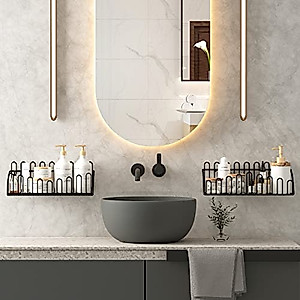 Roseyat Wire Shower Caddy Shower Shelves With 18 Hooks, Shower Shelf for Inside Shower, Stainless Steel Bathroom Shower Organizer, 2 Packs Shower Rack for Inside Shower, Bathroom, Kitchen, Matt Black