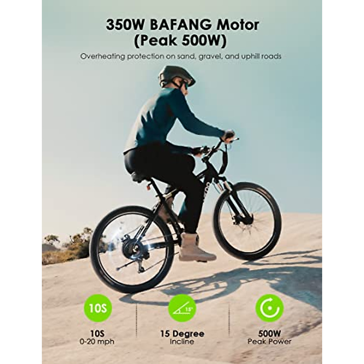 Oraimo Electric Bike for Adults,350W BAFANG Motor(Peak 500W), 4A 3H Fast Charge, UL Certified 468Wh Li-ion Battery, 26" Mountain Ebike Shimano 21 Speed, Air Saddle Adult Electric Bicycle