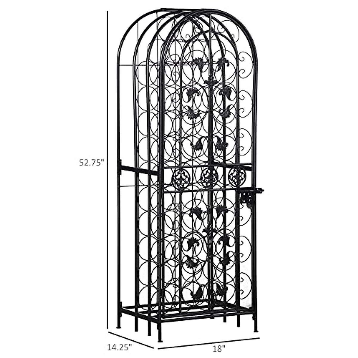 HOMCOM 45-Bottle Modern Wine Organizer Decorative Portable Wrought Iron Wine Rack Jail