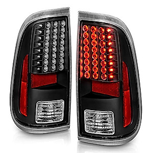 AmeriLite for 08-16 Ford F250 F350 F450 Super Duty Pickup Truck Black LED Replacement Brake Lamps Taillights Set - Passenger and Driver Side