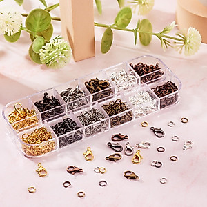 Pandahall 6 Colors Jewelry Finding Kits with 5mm Open Jump Rings & 12x6mm Lobster Claw Clasp for DIY Bracelet Necklace Jewelry Making