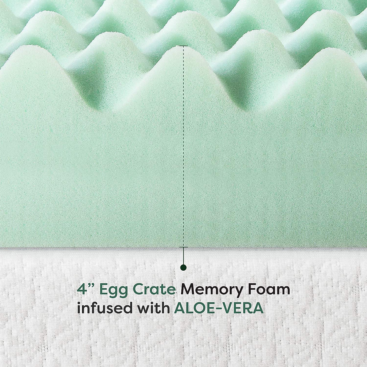 Best Price Mattress 4 Inch Egg Crate Memory Foam Mattress Topper with Calming Aloe Infusion, CertiPUR-US Certified, Short Queen