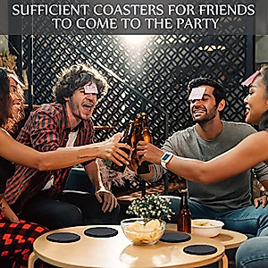 40 Pieces Round Slate Coasters Bulk, 4 x 4 Inch Black Stone Coasters Drink Coasters Bar Coasters Cup Coaster with Anti Scratch Bottom for Drinks Table Kitchen Bar Home