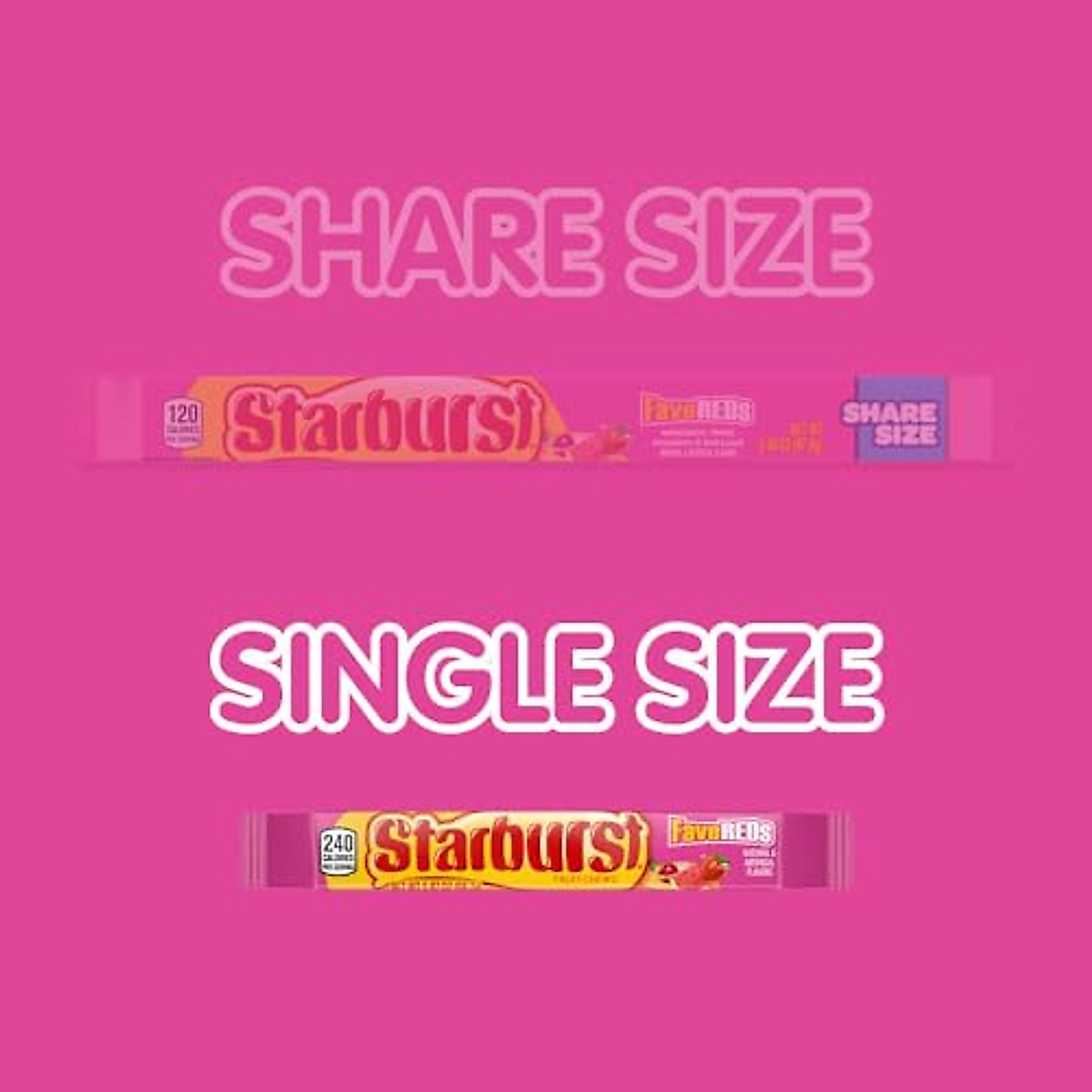 STARBURST FaveREDS Chewy Candy Bulk Pack, Full Size, 2.07 oz (Pack of 24)