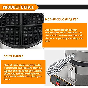 WICHEMI Waffle Maker Commercial Electric Waffle Machine Stainless Steel Non-stick Double Head Egg Bubble Waffle Furnace for Bakery, Restaurant, Snack Bar or Household, 110V 1250W