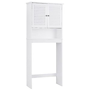 Giantex Bathroom Over-The-Toilet Space Saver Storage with Adjustable Shelf and 2-Door Storage Cabinets Toilet Organize Rack, White