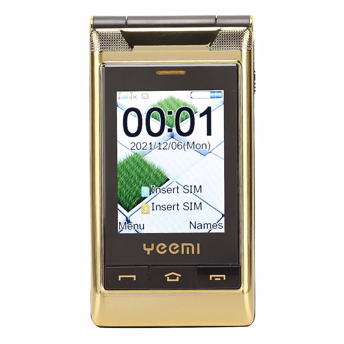 Flip Cell Phone for Seniors,G Seniors Phone,3.0 Inch Double Sided Large Screen Cell Phone,Long Standby Dual SIM Phone, 5900mAh 1.3 MP Support Flashlight Camera Music Player (Gold)