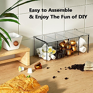Coffee Capsule Holder Acrylic Box K Cup Holder Coffee Pod Storage Clear 4 Compartment with Lid Organizer Coffee Bar Accessories