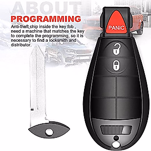 Keyless Entry Remote Key Fob Fit for 2009-2012 Dodge Ram 1500 2500 3500, 2008-2020 Grand Caravan, Journey, Durango, Chrysler Town and Country, Jeep Grand Cherokee, Commander (FCCID: M3N5WY783X)