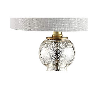 JONATHAN Y JYL1021C February 21" Glass/Metal LED Table Lamp Contemporary Bedside Desk Nightstand Lamp for Bedroom Living Room Office College Bookcase LED Bulb Included, Mercury Glass/Brass Gold