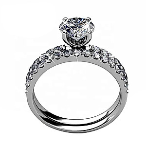 Diamond Jewelry 925 Sterling Silver 3CT Created Moissanite Ring Women Wedding Engagement Ring Band Bridal Set With Rose Gold Finish