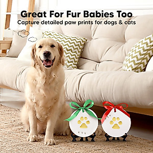 Baby Hand and Footprint Kit -Personalized Baby First Christmas Ornament,Baby Footprint Kit for Toddlers,Baby Keepsake Handprint Ornament Making Kit, Baby Shower Gifts for Newborns(Gold Paint, Cherish)