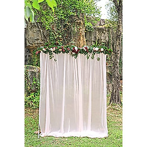 Lookein Blush Wedding Backdrop Wrinkle-Free White Sheer Backdrop Curtains 10ft x 10ft Chiffon Fabric Drapes for Wedding Ceremony Arch Party Stage Decoration