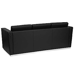 Flash Furniture HERCULES Trinity Series Contemporary Black LeatherSoft Sofa with Stainless Steel Base