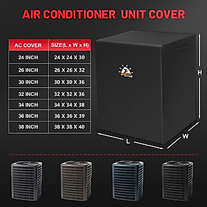 Zettum Air Conditioner Cover for Outside Units 36 Inch - 600D Air Conditioning AC Covers Waterproof, Outdoor Winter Cover for Central AC Condenser, Swamp Cooler, Pool Heater, Heat Pump, HVAC and More