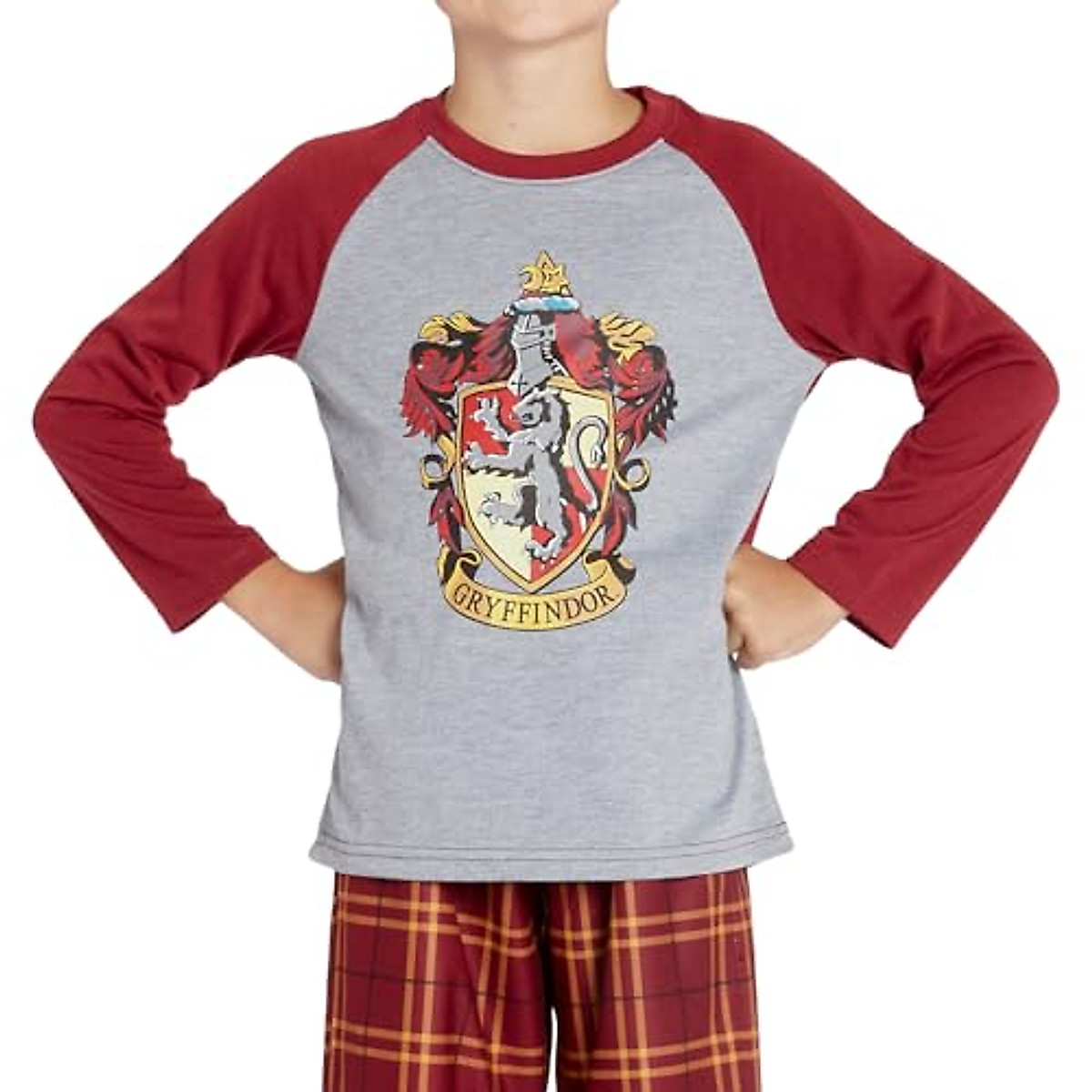 Harry Potter Pajamas Little And Big Boys Raglan Shirt And Pants Sleepwear Set- (Gryffindor, Medium, 8)