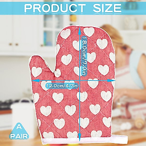 DOERDO 2 Pack Kid Oven Mitts for Children Heat Resistant Kitchen Mitts, Great for Cooking Baking, Age 4-12 (7"x4.7", Sweet Heart)