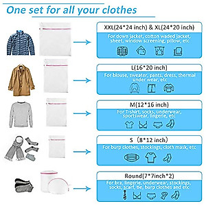 GOGOODA 7 Set Laundry Mesh Bags Delicate Wash Bags with 2 Set Sneaker Shoe Wash Bags