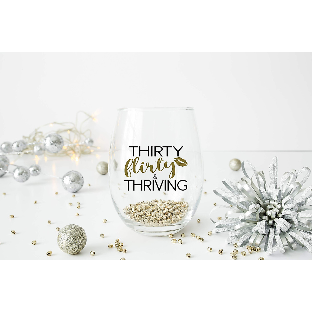 30th Birthday Gifts for Women, Her - 30th Birthday Wine Glass - Thirty Flirty and Thriving - 1993 30 Year Old Gifts for Women, Bestie, Best Friend, Sister, Girlfriend - Decorations Favors - 15 oz