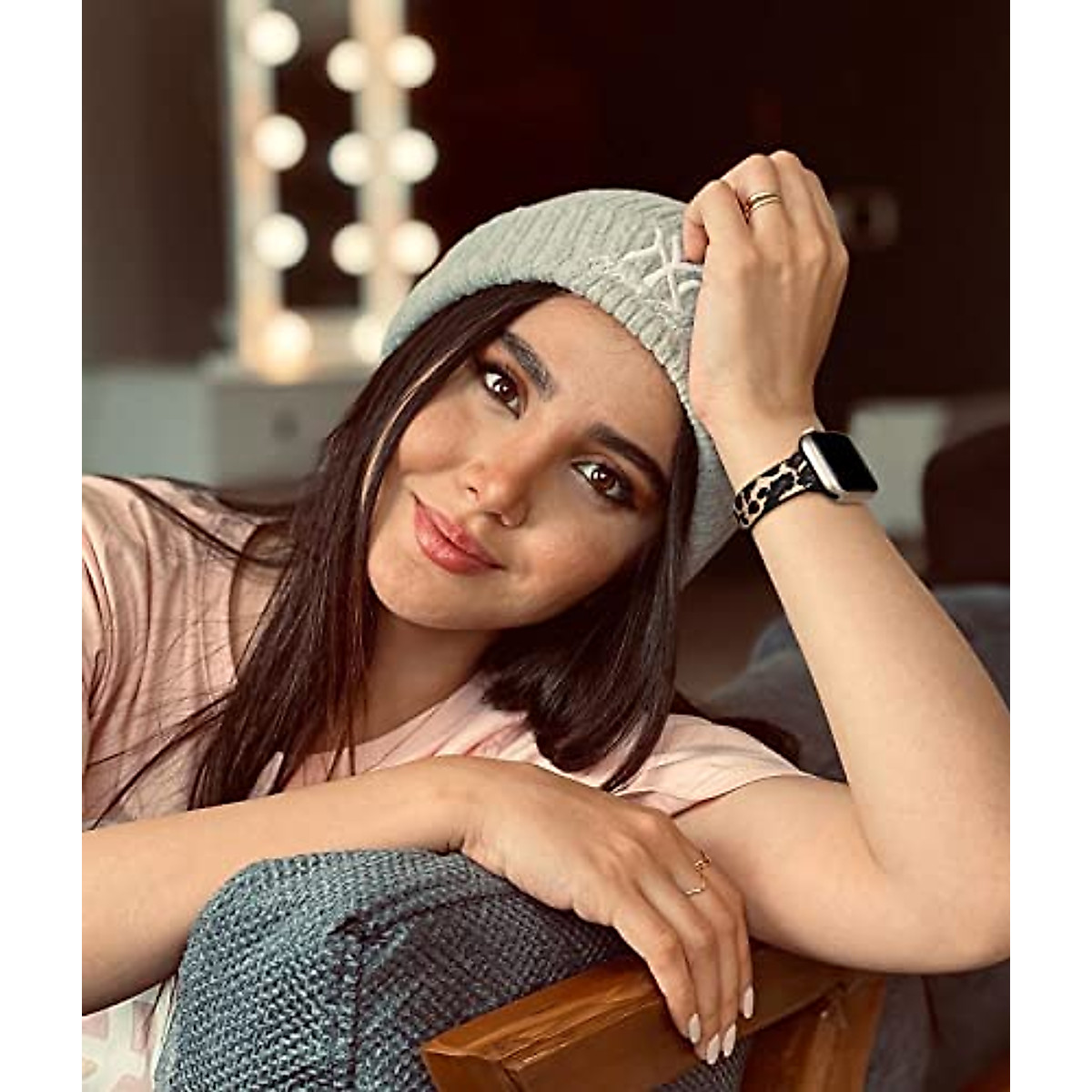 Charlam Compatible with Apple Watch Band 40mm 41mm 38mm for Women Girls, Cute Braided Stretchy Strap Comfortable Thin Elastic Nylon Wristbands for iWatch SE Series 8 7 6 5 4 3 2 1, 38 40 41 mm, B