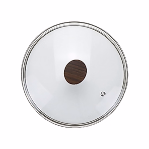 LC LICTOP 9" Tempered Glass Lid 304 Stainless Steel Rim Cookware Cover Replacement for 9-Inch Pan or Pot (Heat Resistant Bakelite Knob)