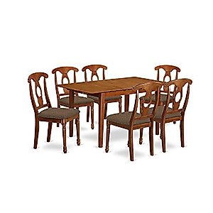 East West Furniture PSNA7-SBR-C Dining Table Set, 7-Piece