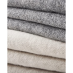 State Cashmere Herringbone Throw Blanket - Soft Accent Blanket for Couch, Sofa & Twin Standard Bed Made w/Merino Wool & Cashmere Sourced from Inner Mongolia - (Charcoal/Heather Grey, 90"x60")