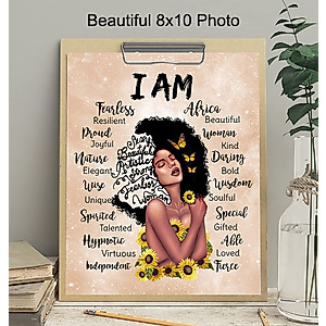 Black Girl Magic Positive Affirmations Wall Art - Black women Women's empowerment Motivational poster - Black Art - Afro African Americans Women - Inspiration Inspirational Wall Art & Decor UNFRAMED
