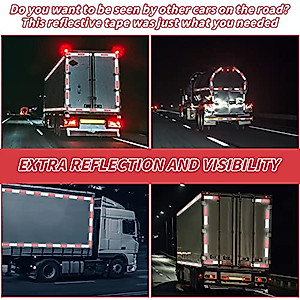 DOT-C2 Reflective Tape 2 in X 600 FT, Dot Safety Warning Tapes Bulk, Red White Waterproof Self Adhesive Trailer Tape Outdoor Caution Reflector Conspuicy Tape for Vehicles Boat Sign 6 Roll(2'' X 100FT)